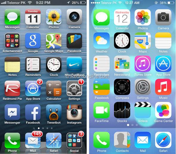 iOS 7 vs iOS 6: Comparación Visual